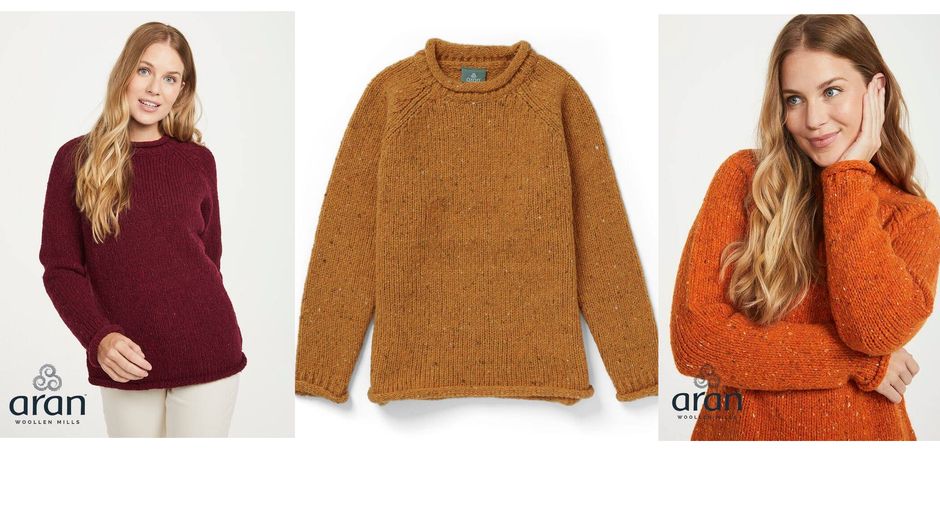 Gestrickter irischer Pullover aus 100% weicher Tweedwolle